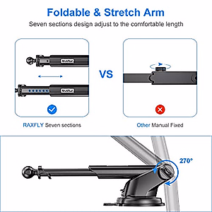 RAXFLY Phone Car Holder Mount Windshield/Air Vent/Dashboard Cell Car Phone Holder for Car 360 Degree Rotation Universal Suction Mount Stand Compatible with iPhone 13 Samsung S21 Plus All Smartphones