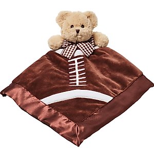 Bearington Baby Touchdown Snuggler, 15 Inch Football Plush Stuffed Animal Teddy Bear Security Blanket Lovey for Babies