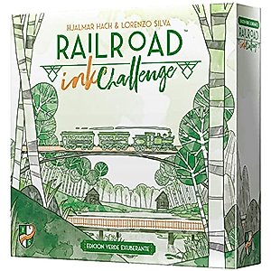 Railroad Ink Challenge: Lush Green Edition - Roll Dice and Draw Railways and Routes, Goal Cards to Expand Your Rail Map - Expansion Dice Included, Plays with 1-6 players, 20-30 mins, Ages 8 & Up