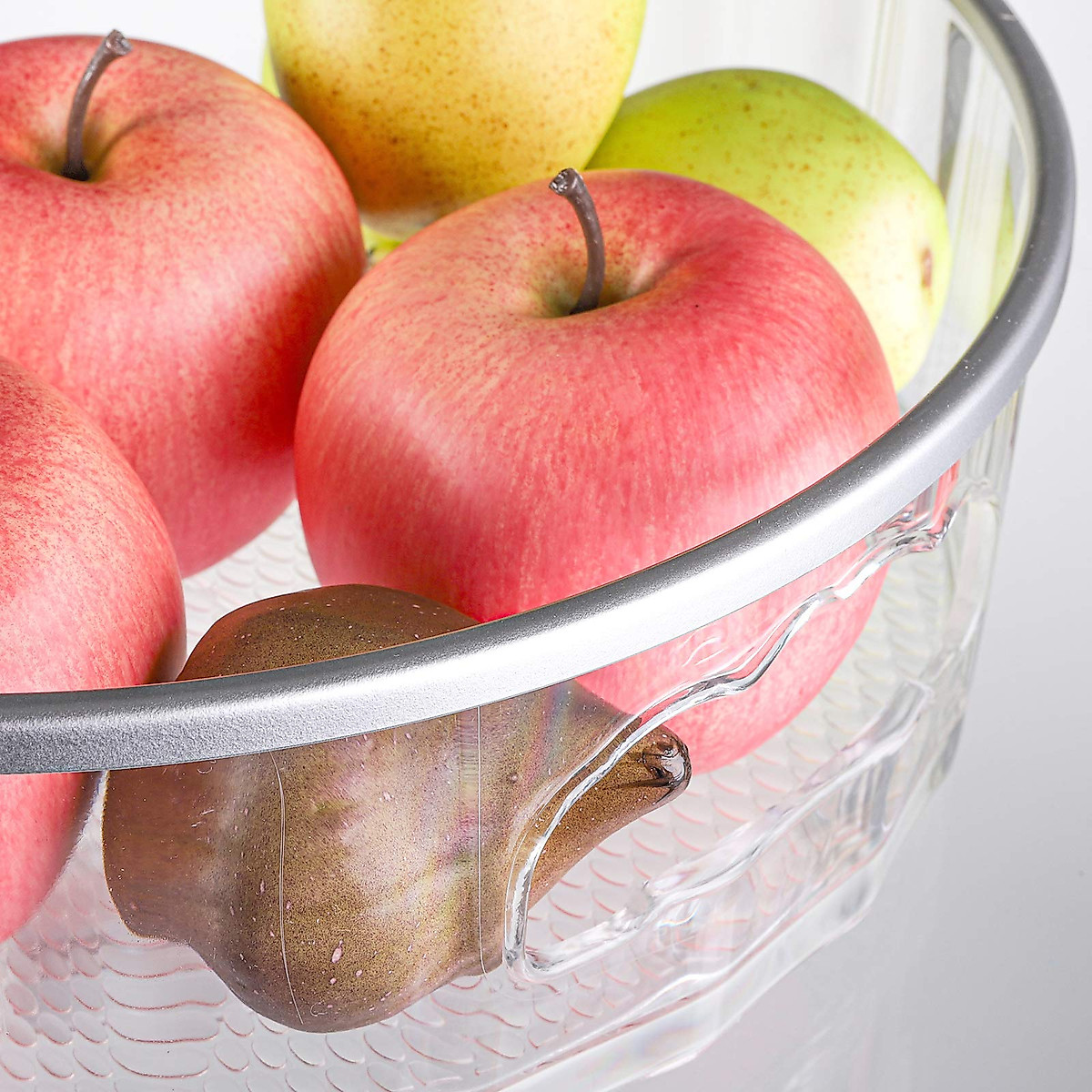 Hedume Set of 2 Lazy Susan Turntable with Handle, Basics Plastic Kitchen Turntable, Multifunctional Spice Racks Organizer, 360 Degree Rotating Food Storage Container for Refrigerator or Countertop