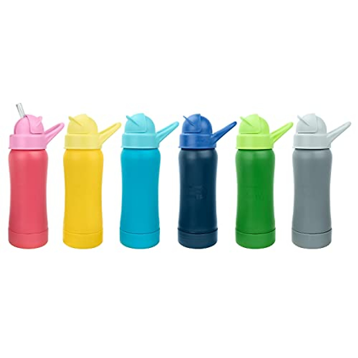 green sprouts Sprout Ware Straw Bottle, Safer Plant-Based Bottle, Non-Spill Flip Cap with Silicone Straw, No BPA, BPS, BPF, or Melamine, Pink