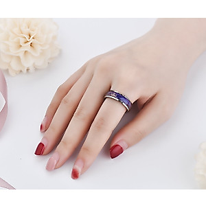 KAIYUFU Jewelers Her King His Queen Rings Imperial Crown Stainless Steel Mood Ring Changing Color Romantic Matching Wedding Band Gifts Women Size US 7