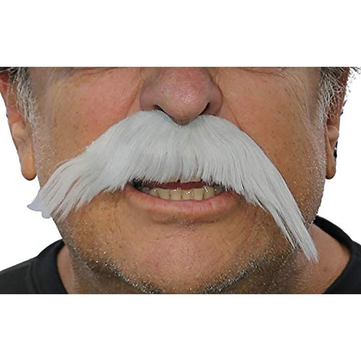 City Costume Wigs Walrus Mustache, Fake Facial Hair Realistic Looking False Facial Hair with Adhesive for Adults (Grey/ White Mix)
