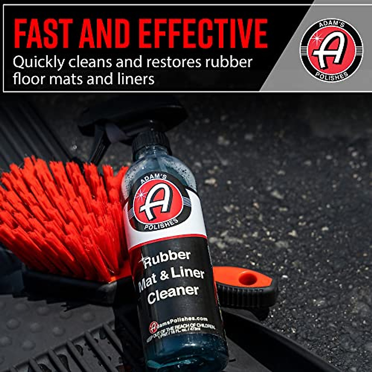 Adam's Rubber Mat & Liner Cleaner 16oz – Protectant & Rubber Floor Mat Cleaning Solution for Car Detailing | Deep Cleans & Restores Mats, Truck Bed Cargo Liners, Trunk Mat Accessories & More