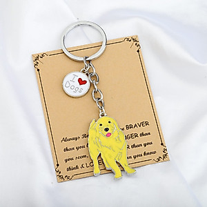 FUSTMW Golden Retriever Keychain Gifts Golden Retriever Dog Lover Owner Gifts Golden Retriever Charm Keyring Dog Mom Dad Gifts (Silver)