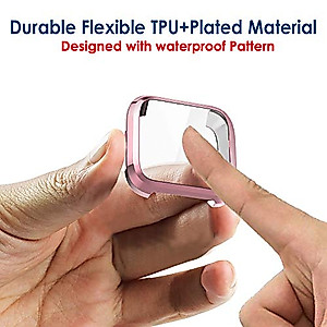 Simpeak 5Pack Soft Screen Protector Bumper Case Compatible with Fitbit Versa Smartwatch, Full Protection, Rose Pink/Clear/Silver/Black/Rose Gold