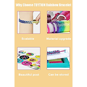TOYTION Friendship Bracelet Kit for Teen Girls, DIY Charm Bracelet Loom Making Kits Toys for 6 7 8 9 10 11 12 Year Old Girls, Arts and Crafts Jewelry Maker Tools, multicolor, M, MBK-291