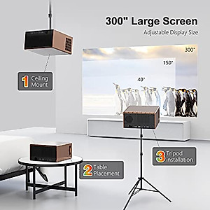 Projector, Projector with WiFi and Bluetooth XIDU 15000L Outdoor Projector 4K Support, Native 1080P Projector with 300" Display Home Theater Movie Projector, Compatible w/TV Stick/iOS/Android/Win/PS5