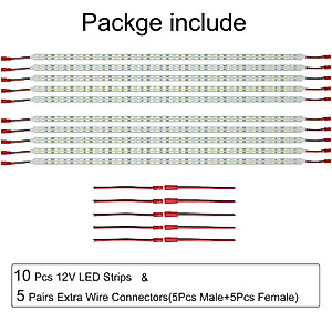 ICIH Under Cabinet LED Light 10Pack 12v LED Light Strip Rigid Super Bright White 6000K SMD5630 9W 84LED Double Row 0.5m/20in for Kitchen Cabinet,Counter,Showcase Vehicle Replace