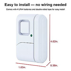 GE Personal Security Window and Door Alarm, 2 Pack, DIY Protection, Burglar Alert, Wireless Chime/Alarm, Easy Installation, Home Security, Ideal for Home, Garage, Apartment and More,White, 45115