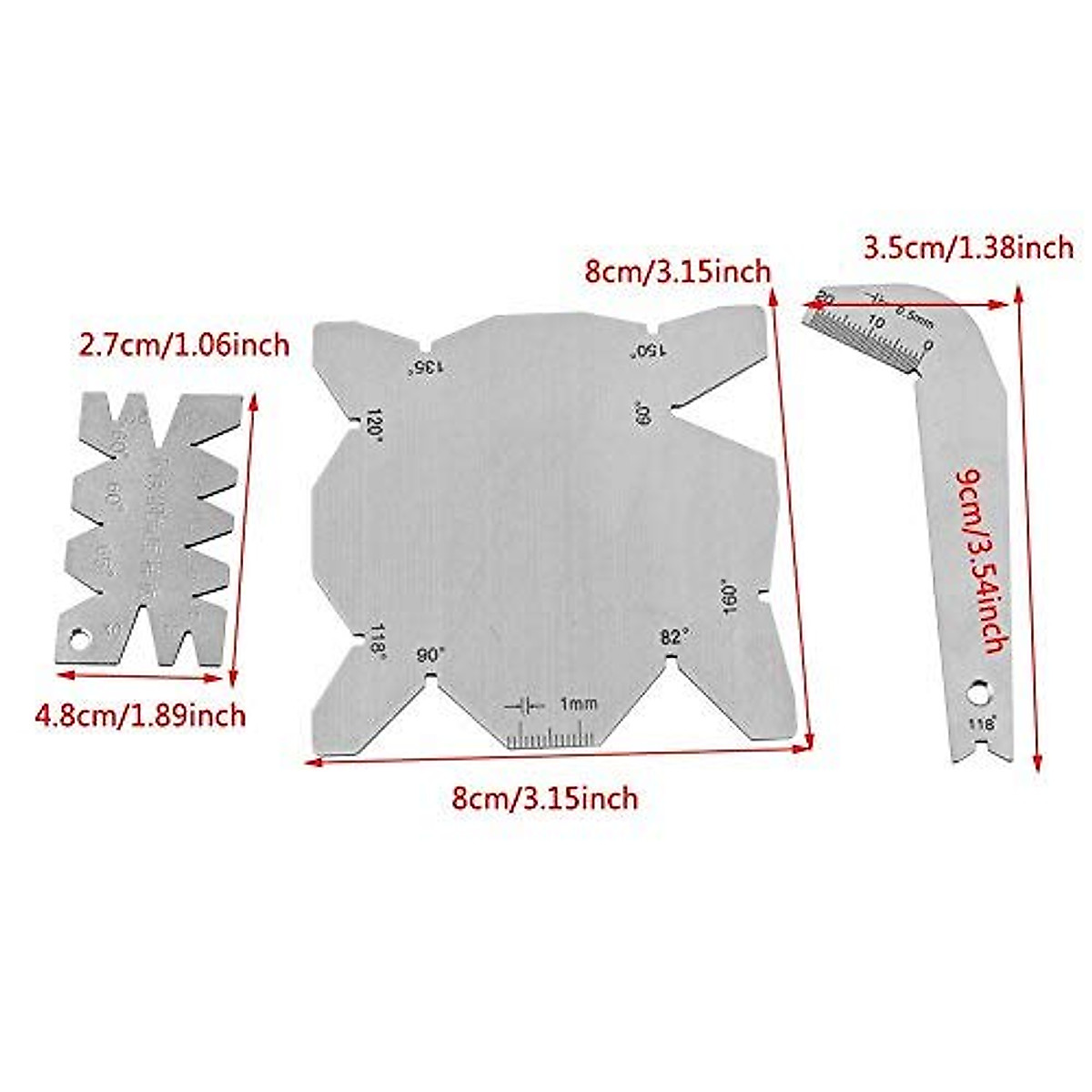 3Pcs/Set Drill Bit Angle Gauges Stainless Steel Drill Sharpener Tools S/S Angle Measuring Gage Hand Measure Tools