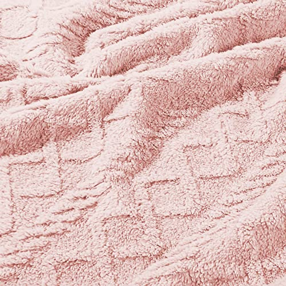 Whale Flotilla Jacquard Fuzzy Fleece Fluffy Throw Blanket for Couch Sofa(50x70 Inch), Velvet Microfiber Throw, Warm and Soft Throw Blanket for All Season, Pink