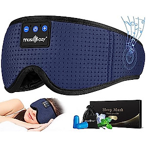 MUSICOZY Sleep Headphones Bluetooth Sleep Eye Mask for Sleeping, Wireless Music Sleeping Masks Headphones, Sleep Earbuds for Side Sleepers Men Women with Speakers Cool Tech Gadgets