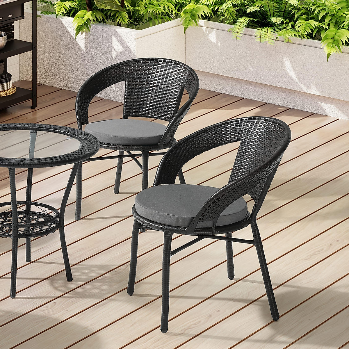 WestinTrends Solace Outdoor Patio Kitchen Dining Chair Round Seat Cushions Set of 4, 18 x 18, Grey