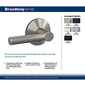 Schlage Custom FC21 BRW 622 CEN Broadway Lever with Century Trim Hall-Closet and Bed-Bath Lock, Matte Black