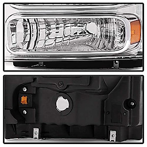 ACANII - For 1999-2004 Ford Super Duty F-250 F-350 Truck Excursion Conversion Chrome Headlights Headlamps Set Left+Right