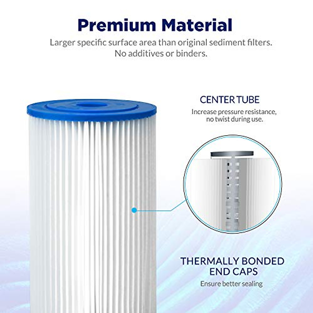 Membrane Solutions 50 Micron Pleated Water Filter Home 10"x4.5" Whole House Heavy Duty Sediment Replacement Cartridge Compatible with ECP10-1,ECP20-BB,R50-BBSA,FXHSC,CB1-SED10-BB (4 Pack)