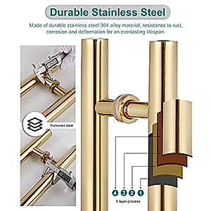 Sliding Barn Door Handles Push Pull Modern Interior/Exterior Door Handles,Double Sided Glass Doors Wooden Door Commercial Gates Handle H Shape,Easy to Install