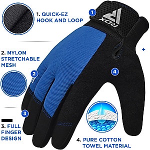 RDX Weight Lifting Gloves Workout, Full Finger Touch Screen, Breathable Anti Slip Padded Palm Protection, Fitness Strength Training Powerlifting HIIT WOD Exercise, Men Women Home Gym Cycling