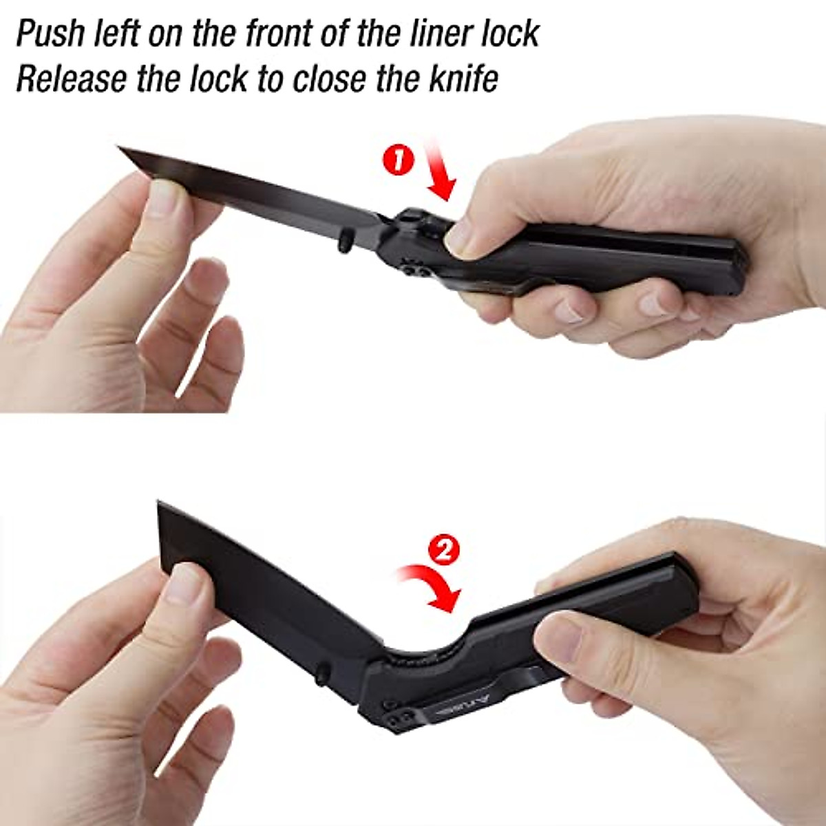 FLISSA Pocket Knife, 3.5" Folding Stonewash Blade Tactical Knife, G10 Handle, for Outdoor, Survival, Hunting and Camping