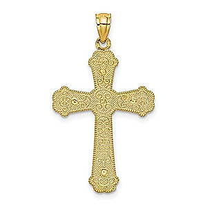 IceCarats 14K Two Tone Gold Heart Love Holy Cross Necklace Religious Pendant Jesus Christ Charm Only