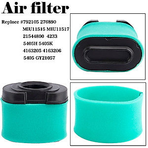 792105 Air Filter 276890 + 492932 Oil Filter for Briggs & Stratton 4163205 4163206 40G777 407777 445877 445667 for LA165 D160 D170 Z245 MIU11515 GY21057 Lawn Mower 792105 Air Filter Tune Up Kit