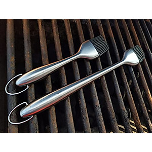 Great American Griller Modern Grill and Kitchen Basting Brush Set | BBQ Basting Brush for Grill | Extra Long, Heavy Duty Stainless Steel - Heat Resistant Brush | Sauce Brush for Grilling | Set of 2
