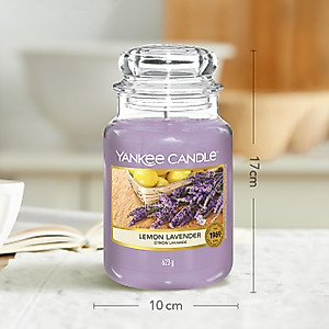 Yankee Candle Lemon Lavender Scented, Classic 22oz Large Jar Single Wick Candle, Over 110 Hours of Burn Time, Ideal for Gifting, Events, and Home Fragrance