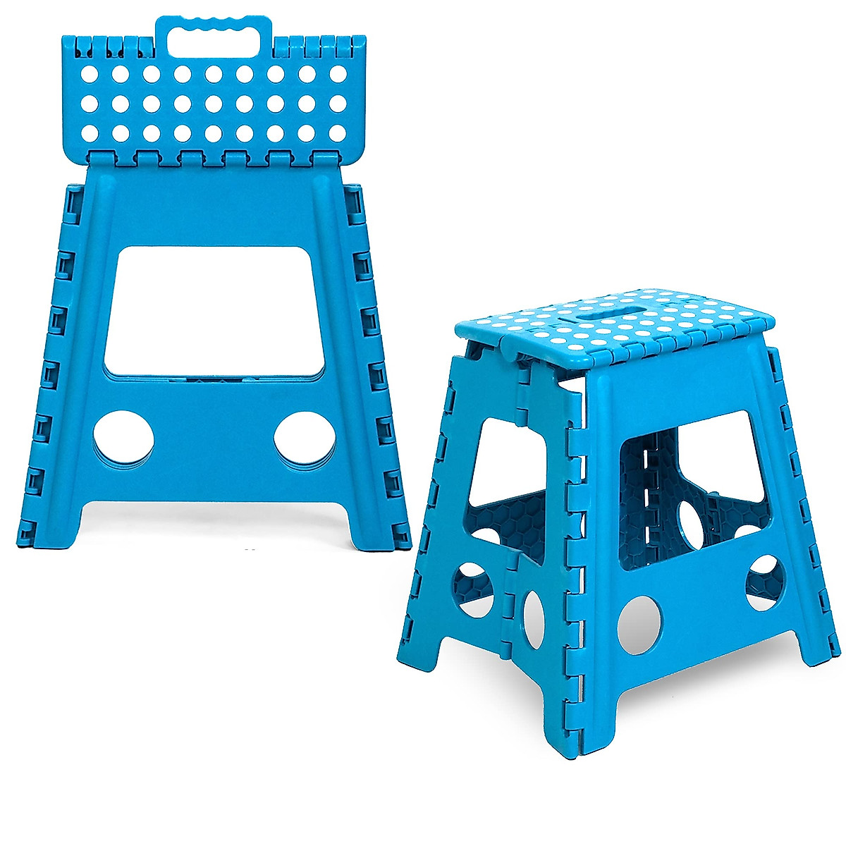 Dporticus 2Pack 16 Inch Foldable Step Stool with Handle for Kids & Adults Portable Super Strong Folding Kitchen Step Stool Non-Slip Design Garden Bathroom Stepping Stool