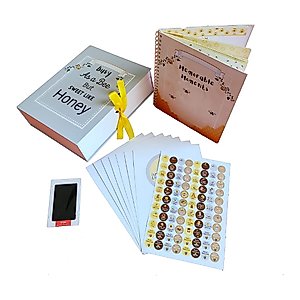Baby Memory Book w/Milestone Stickers and Ink Pad for Baby's Hand & Foot Print