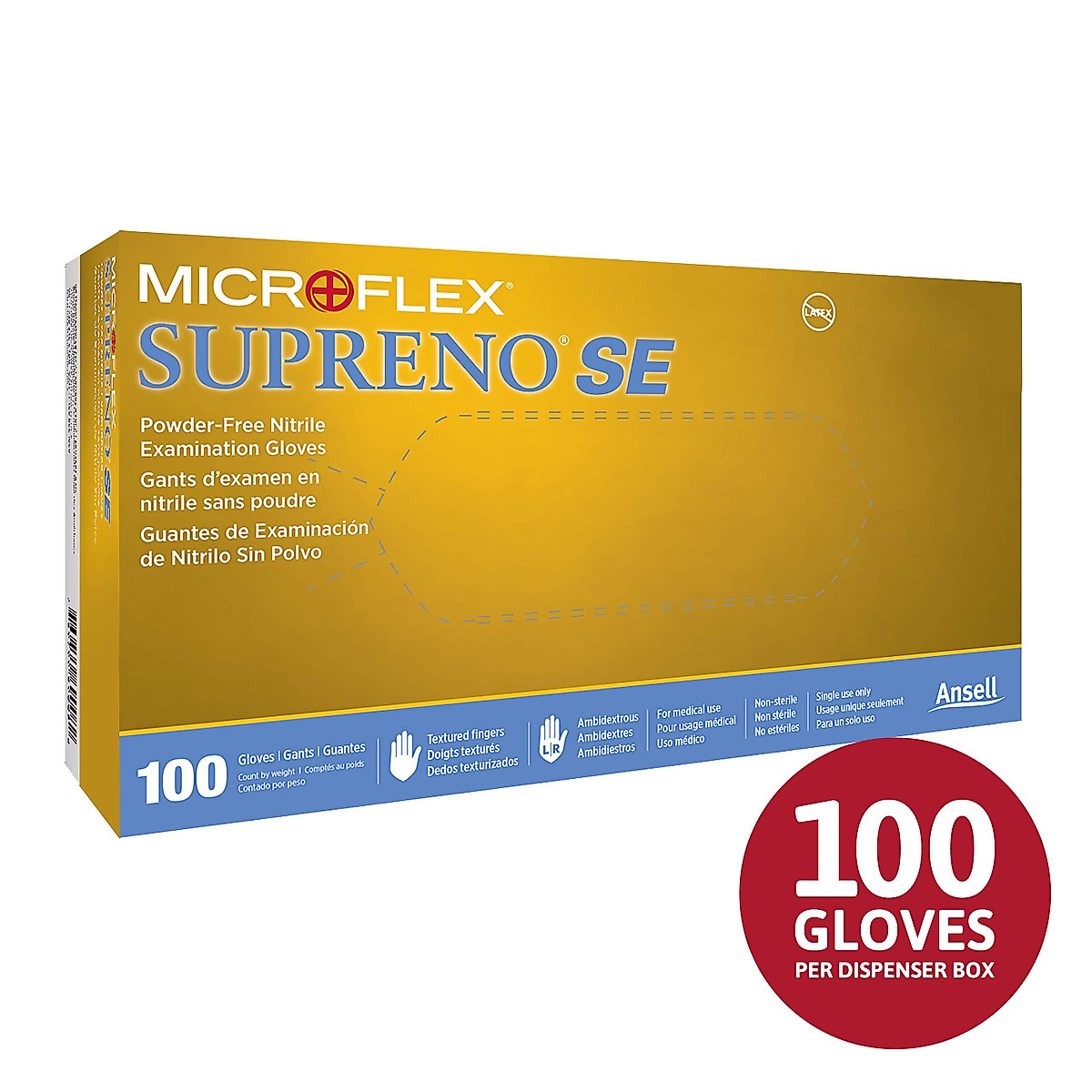 Microflex SU-690 Disposable Nitrile Gloves, Latex-Free, Powder-Free Glove for Cleaning, Mechanics, Automotive, Industrial, or Medical applications, Violet, Size X-Large, Box of 100 Units