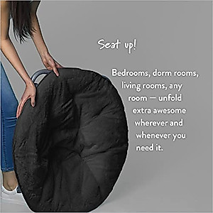 Urban Shop Faux Fur Saucer Chair, One Size, Black