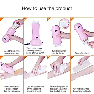 Portable Wax Warmer for Hair Removal, IeBilif Electric Depilatory Roll On Brazilian Wax Heater with LCD Temperature Display, Home Waxing Hair Removal Machine for Travel & At-home Waxing & SPA(Pink)
