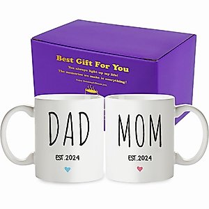 Fatbaby New Mom and Dad Coffee Mug,Pregnancy Gifts for New Parents Est 2024, First Time Parents Gifts, New Parents Gifts for Couples,Baby Shower Gifts 11OZ