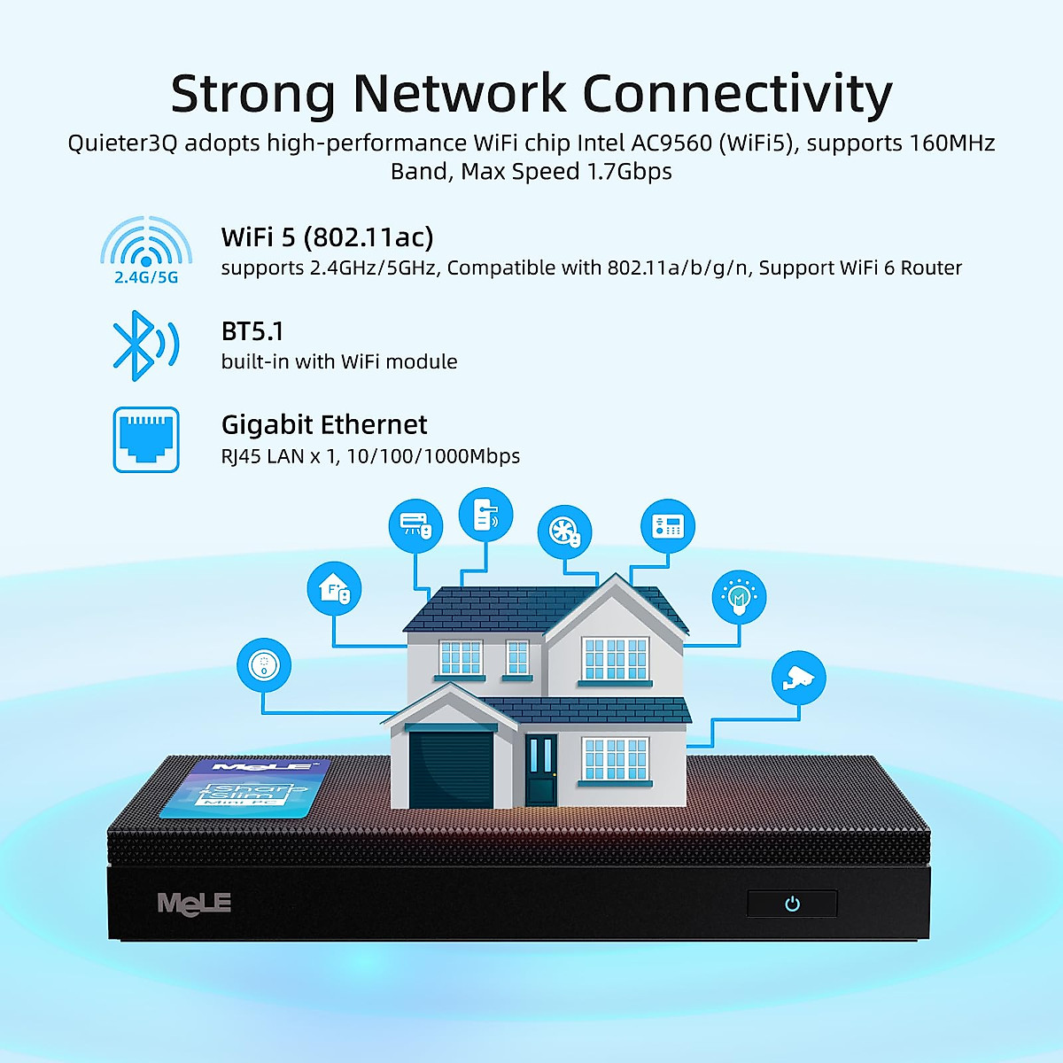 MeLE Mini PC Fanless Quieter3Q Windows 11 Pro N5105 8GB/256GB, Mini Computer Dual HDMI 4K 2.4G/5GHz Wi-Fi BT5.1 Micro PC Support M.2 SSD Gigabit Ethernet on Business Industrial IoT Office Home