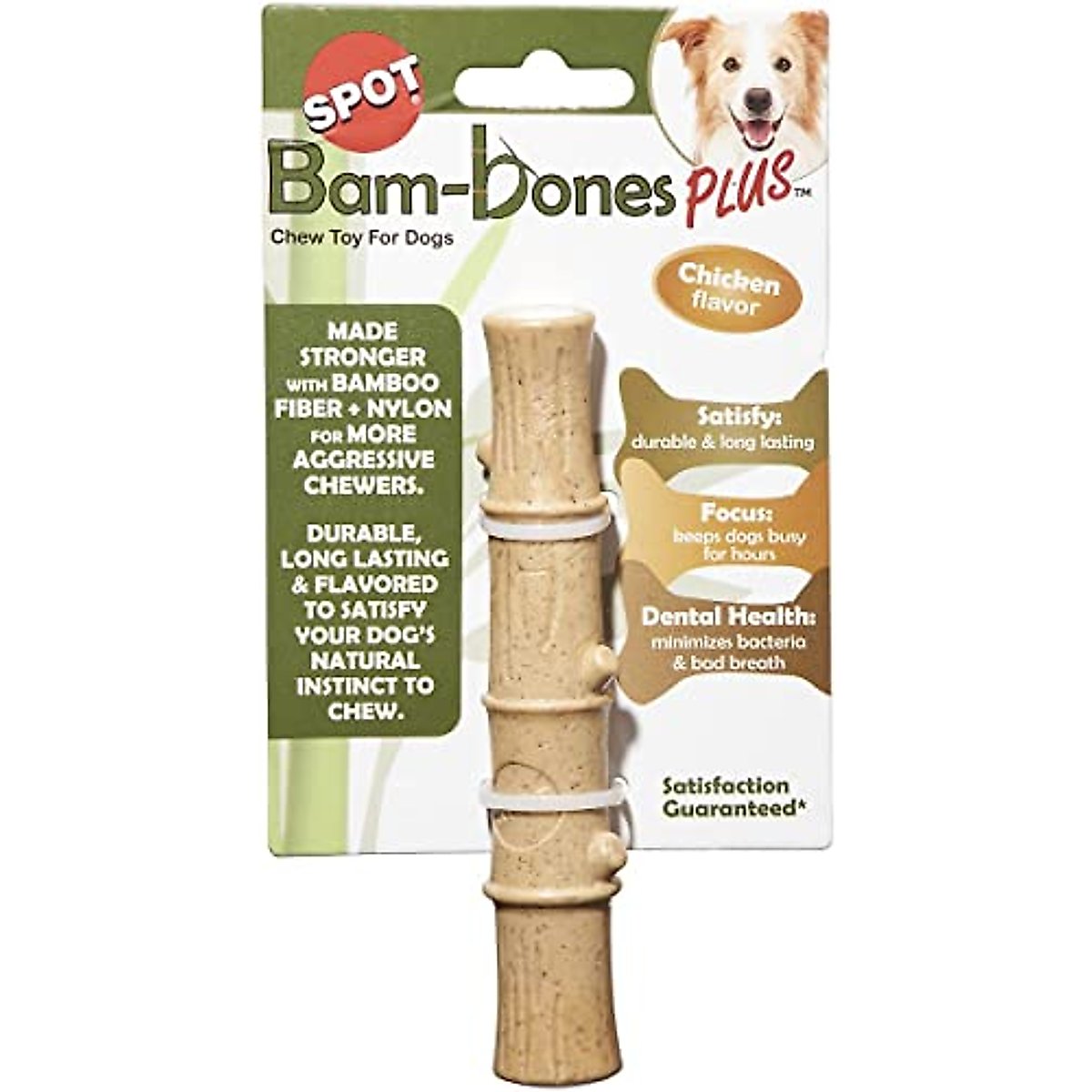 SPOT by Ethical Products- Bambone Plus Bamboo Stick – Dog Chew Toy for Aggressive Chewers – Great Dog Chew Toy for Puppies Puppy Teething Toy- Non Splintering Alternative to Real Wood- 5.25' Medium