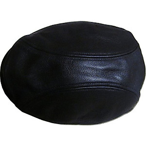 Men Genuine Newsboy Leather Hat Cap Gatsby Flat Golf Cabbie Made in USA (Small/Medium, Black) 21 1/2-22 1/4 ; Inches 55-57CM / 6 7/8-7 1/8