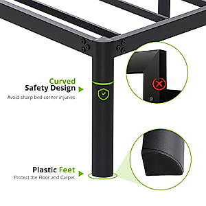TATAGO 16 Inch Metal Platform Bed Frame with Anti-Collision Round Legs, 3500lbs Heavy Duty Mattress Foundation, Easy Assembly/Silent/Anti-Shake/Non-Slip/No Box Spring Needed, King