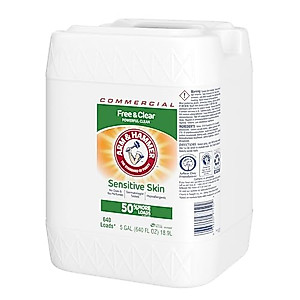 Arm & Hammer 33200-97550 Liquid Laundry Detergent Free & Clear, 640 oz., 5 Gallon Jug