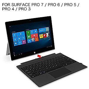 Fintie Type Cover for Microsoft Surface Pro 7 Plus/Pro 7 / Pro 6 / Pro 5 / Pro 4 / Pro 3, Ultrathin Portable Wireless Bluetooth Keyboard with Built-in Rechargeable Battery (Black)