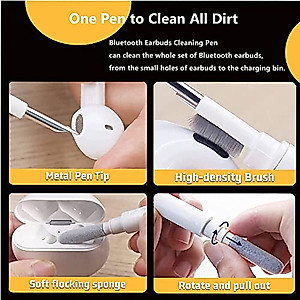 Bluetooth Earbuds Cleaning Pen, Multifunction Earphones Cleaner Suitable for Headset,Keyboard, Phone and Camera Lens (Black)