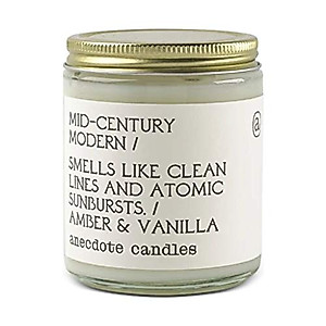 Anecdote Candles – Mid Century Modern Glass Jar Candle – Amber and Vanilla – Coconut Soy Wax – Non Toxic Scented Candle – Made in USA – Luxury Candles for Home – 7.8 Ounces