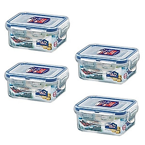 (Pack of 4) LOCK & LOCK Airtight Rectangular Food Storage Container 6-oz / 0.76-cup