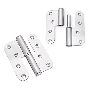 Round Corners, Heavy-Duty Detachable Door Hinge Thickness 3mm Sdjdhej 2 Pieces Stainless Steel L-Shaped Hinge Heavy Duty Interior and Exterior Door Hardware for Left and Right Doors (Right Opening)