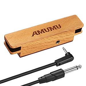 AMUMU SP30 Woody Magnetic Soundhole Pickup, For Steel String Acoustic Guitars Single Coil, Includes a free studio-grade Audio cable,Warm Acoustic Tone, Low Noise.