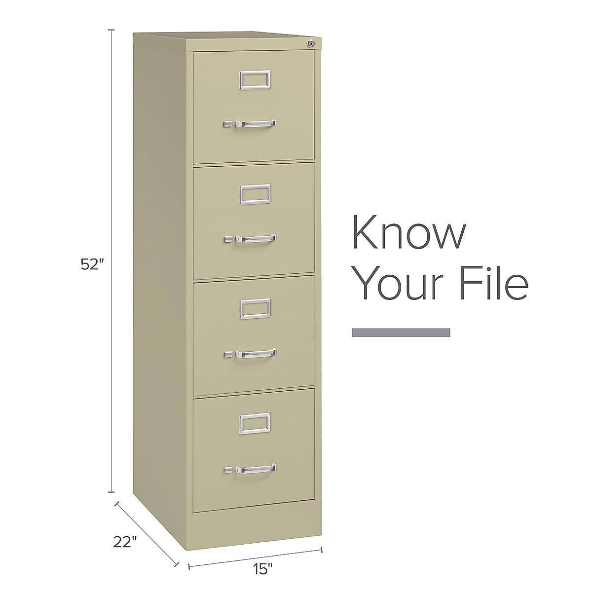 Hirsh Industries 22" Deep Vertical File Cabinet 4-Drawer Letter Size Putty, 17891