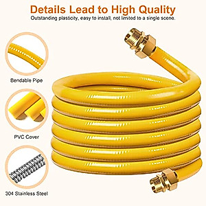 Lesigud 70FT 1/2" Gas Tubing Pipe Kit with 2 Male Fittings, CSST Gas Line for Natural Gas or Propane Appliance Natural Gas Grill Hose
