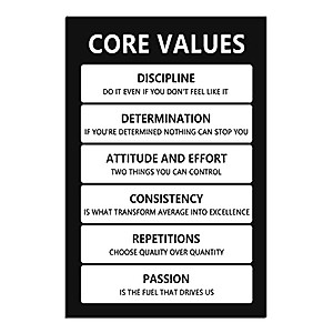 Core Values Quote Motivational Wall Art for Office Inspiration Poster Inspirational Canvas Painting Prints Wall Pictures for Living Room Home Decor Framed Artwork [12''W x 18''H], 12x18 Inch