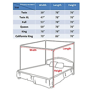 Mengersi Canopy Bed Frame Post Poles King Size Stainless Steel 4 Corner Canopy Bed Curtains Frame Bracket Fit for Metal and Wood Bed