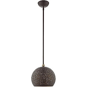 Livex Lighting 49181-07 1 Light Bronze Pendant Black W/ Antique Brass Accents
